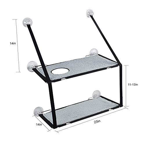 LIFIS Cat Window Perch Cat Hammock for Window 2 Layers Bed Up to 55lb Can Be Installed on Small Window Soft Mats Stable Metal Frames Kitty Sunny Seat (Double Layers, Grey) (Cat Face)