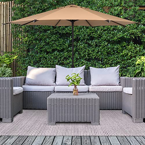 Abba Patio 11ft Patio Umbrella Market Outdoor Table Umbrella with Push Button Tilt and Crank, 8 Ribs, UV Protection, Tan