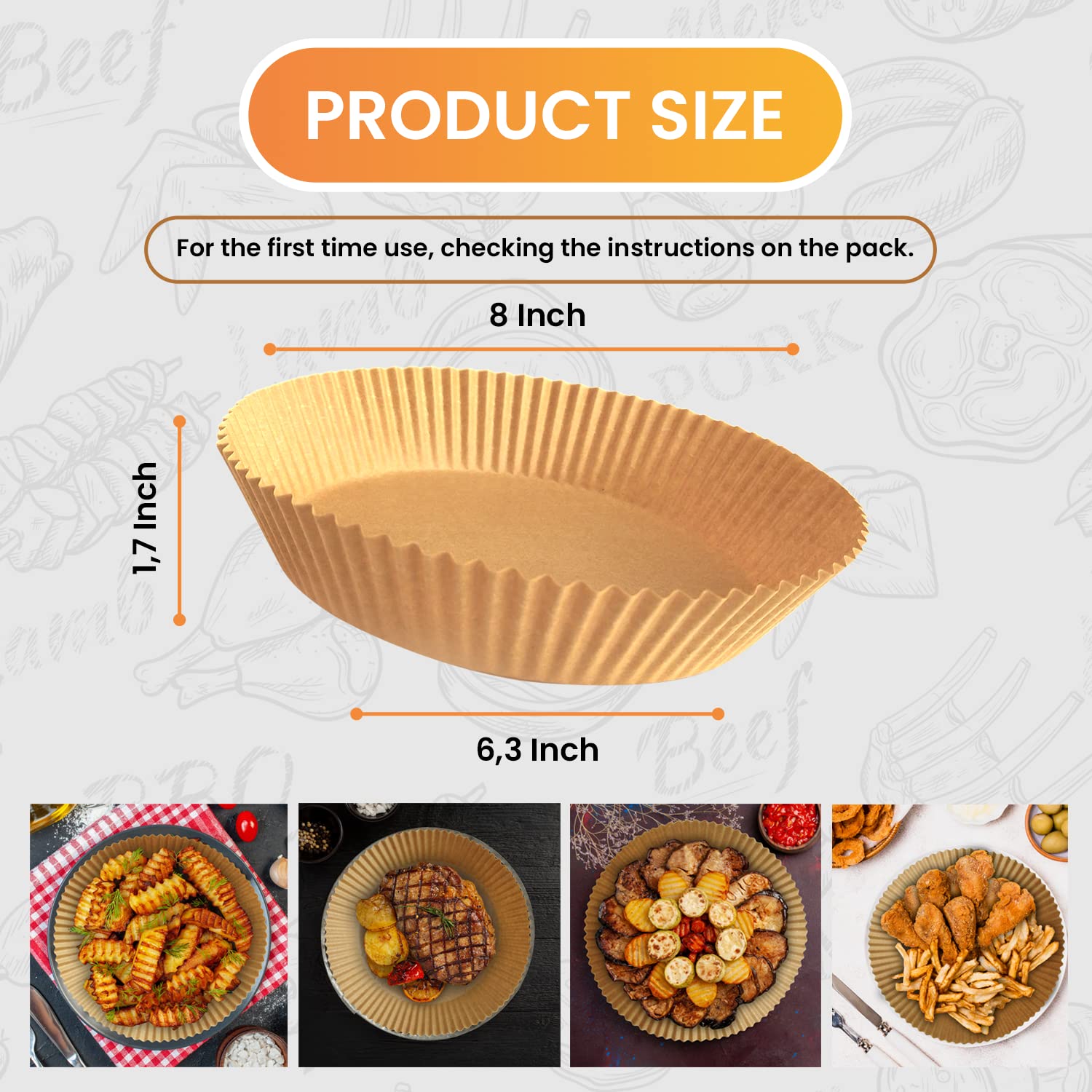 Air Fryer Disposable Paper Liners, 100 Pcs - 6.3 in’ Non Stick Baking and Parchment Paper Sheets -Oil&Water Proof-Airfryer Parchment Liners-for Baking, Roasting and Frying-Cooking,Kitchen Accessories