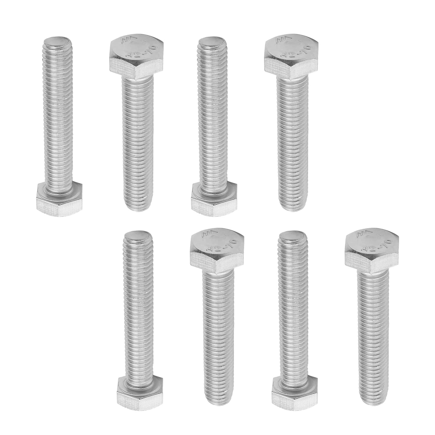 MroMax 8Pcs M8 x 45mm Hex Head Screws Bolts, 304 Stainless Steel 18-8, Fully Threaded, External Hex Drive, for Mounting Chair, Handles, Rail, Pump, Wheels, Antenna Parts, Boat and Plastic Bumpers