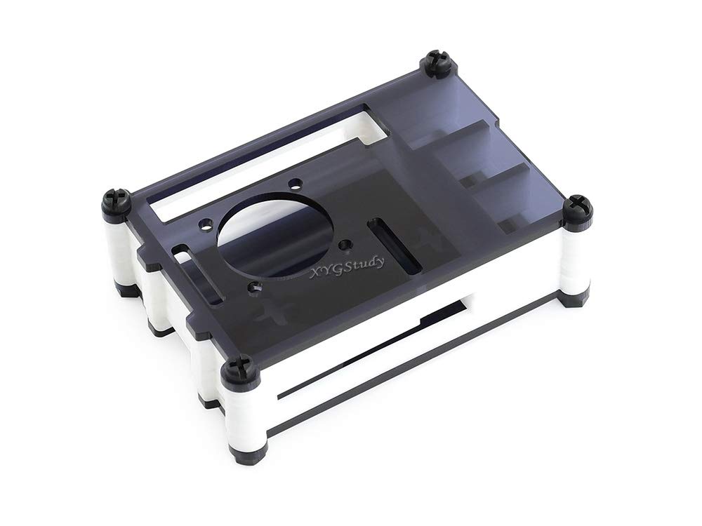 XYGStudy Black/White Acrylic Fully Protection Cover Case for Raspberry Pi 4 Model B, with Cooling Fan (PI4-CASE-B)