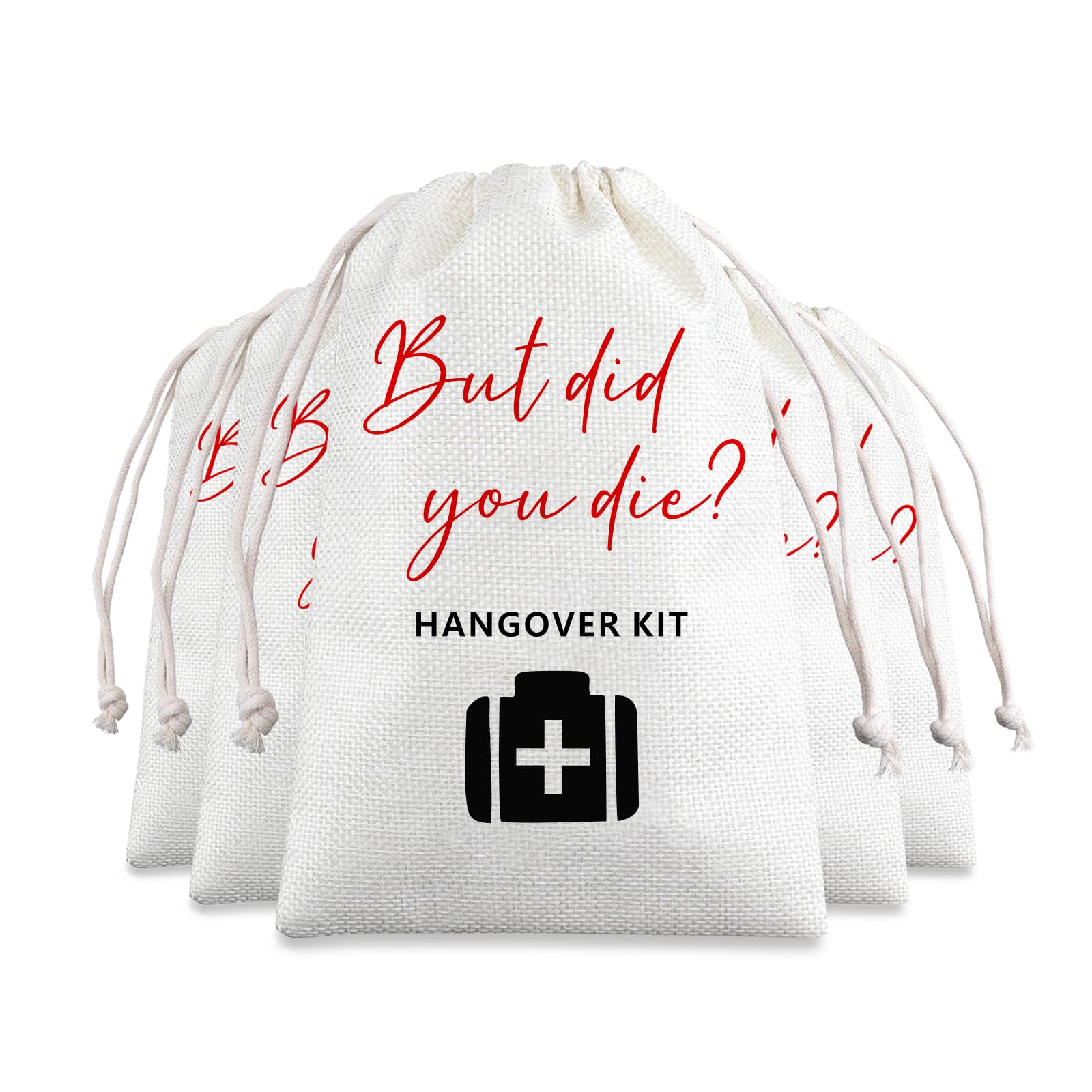 5 Pack But Did You Die Hangover Kit Bags Wedding Emergency Kit Bags Bridesmaid Survival Kit Bag With Drawstring for Wedding Bridal Bachelorette Party Bridal Shower Bachelor Party