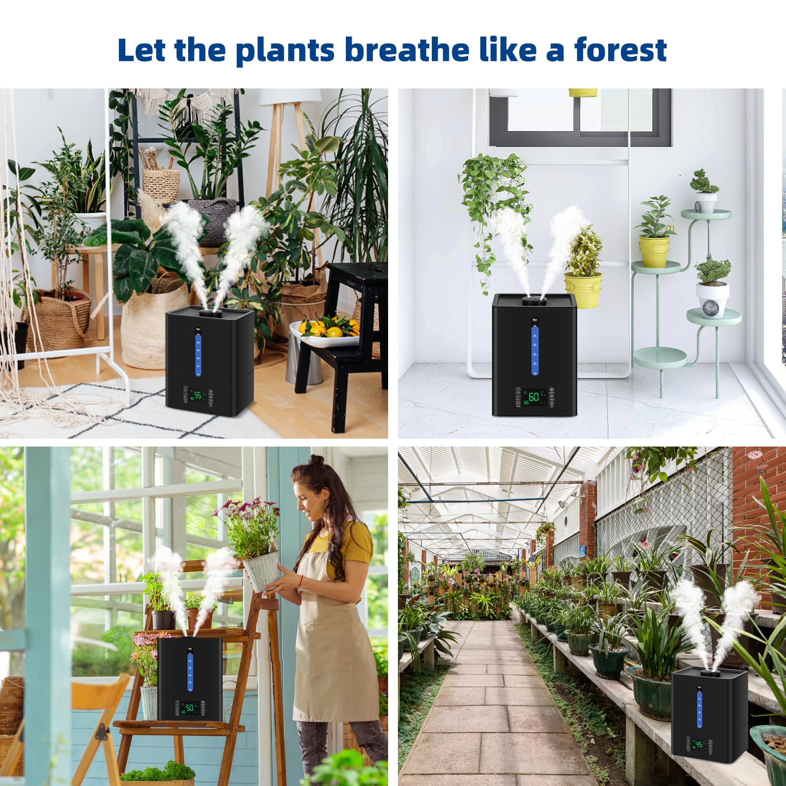 6.5L Humidifiers for Bedroom and Home, Cool and Warm Mist Humidifiers for Home & Plants, Mist Top Fill Desk Humidifiers Essential Oil Diffuser with Adjustable Mist,360°Nozzle,Auto Shut-Off,black
