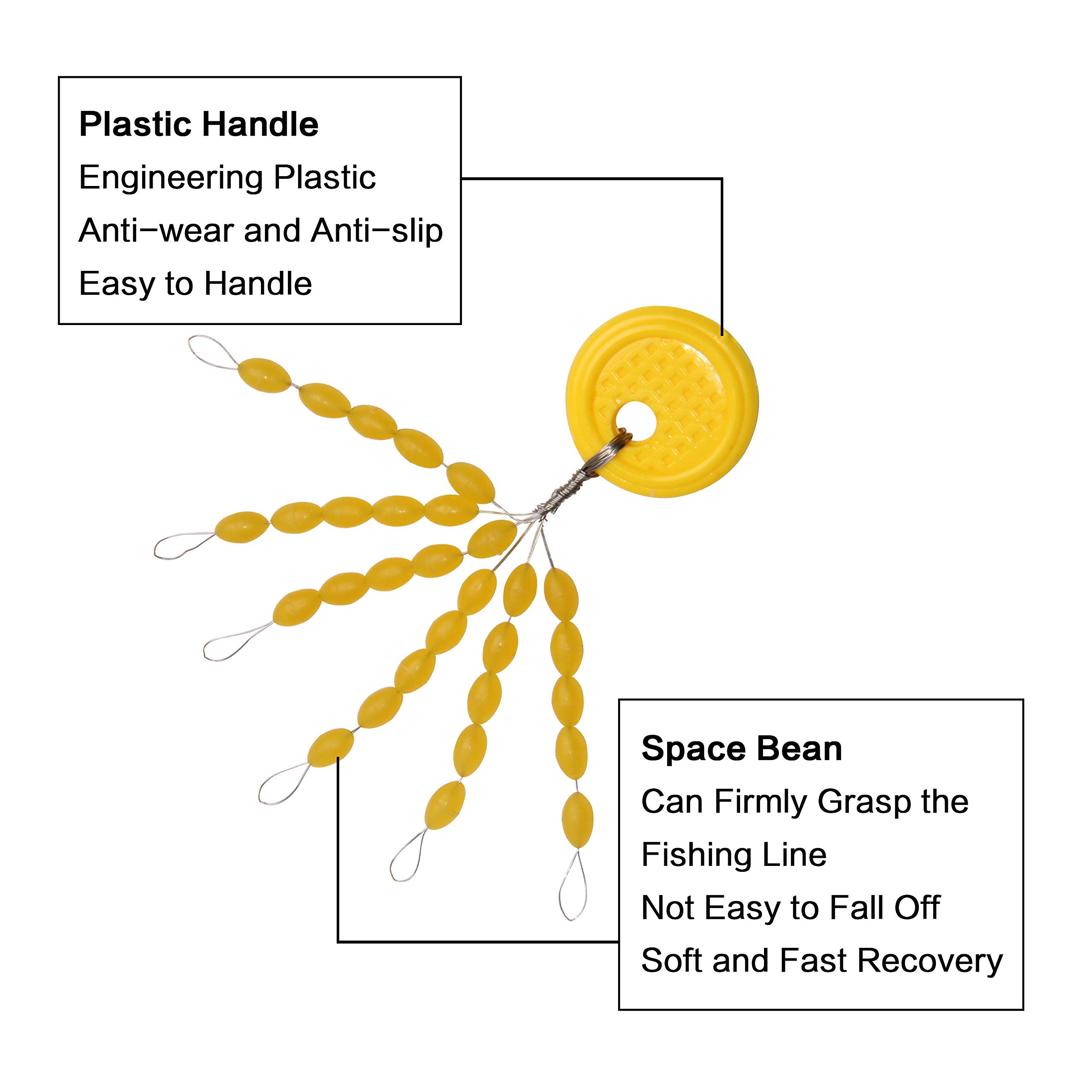 300pcs Fishing Float Bobber Stopper, 10 Set 30-in-1 Rubber Bobber Stopper Beads Oval Yellow Fishing Line Stoppers Float Sinker Stops (300pcs Size LL)