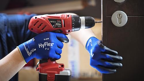 Ansell HyFlex 11-618 Nylon Light Duty Multi-Purpose Glove with Knitwrist, Abrasion/Cut Resistant, Size 9, Blue (Pack of 12 Pair)