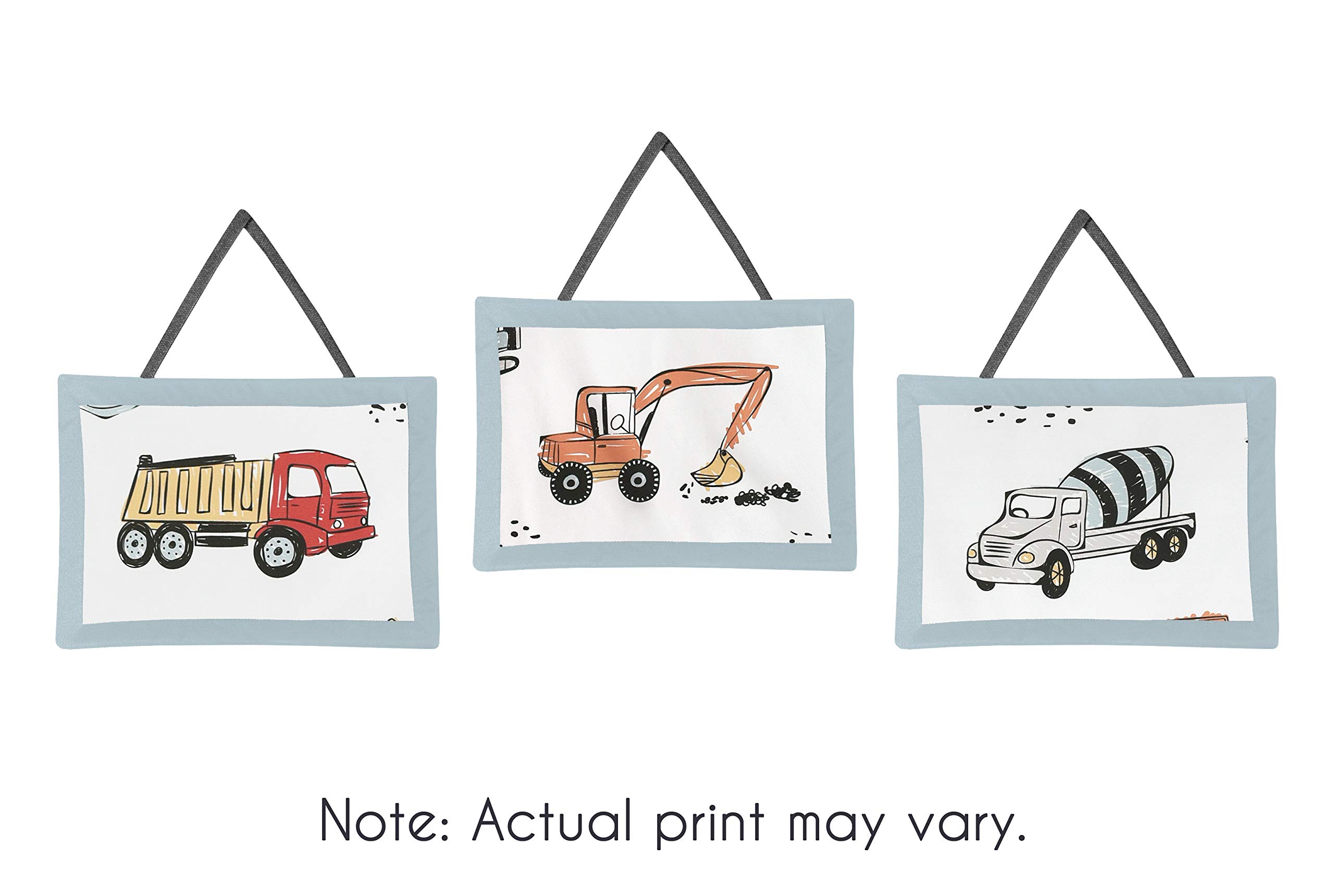 Sweet Jojo Designs Construction Truck Baby Boy Nursery Crib Bedding Set - 11 Pieces - Grey Yellow Orange Red and Blue Transportation Chevron Arrow