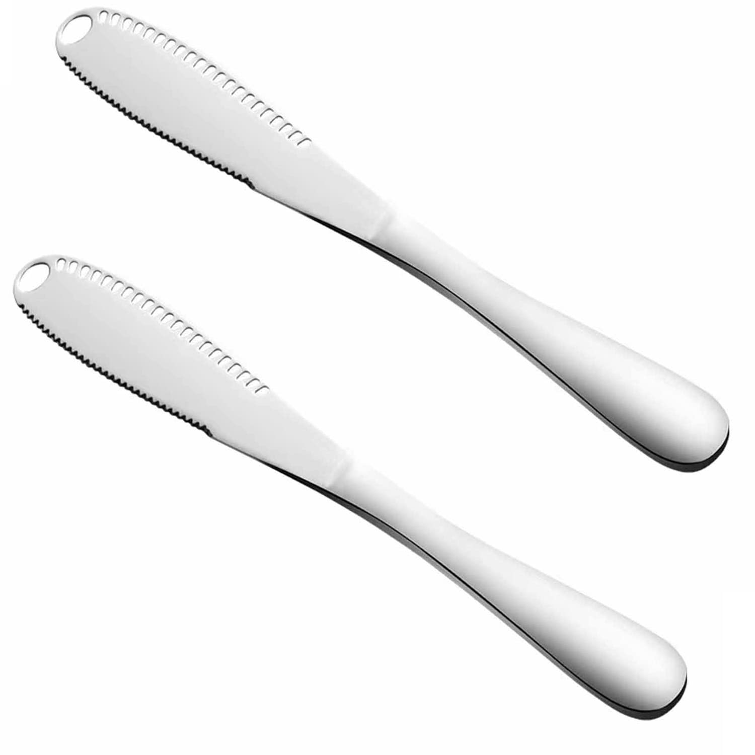 Qishing Stainless Steel Butter Spreader Knife ,Spreader Slicer and Butter Curler Knife with Serrated Edge for Cutting and Spreading Butter Cheese Jam,3 in 1 Kitchen Gadgets (2 pack)