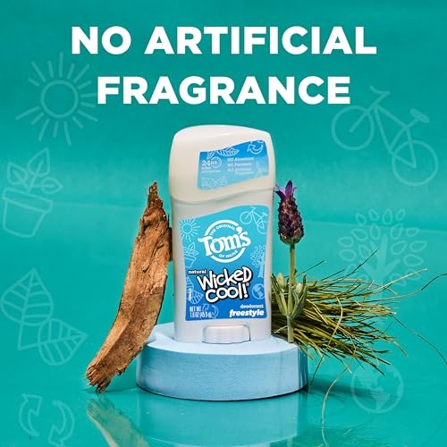 Tom's of Maine Aluminum-Free Wicked Cool! Natural Deodorant for Kids, Freestyle, 1.6 oz. 3-Pack (Packaging May Vary)