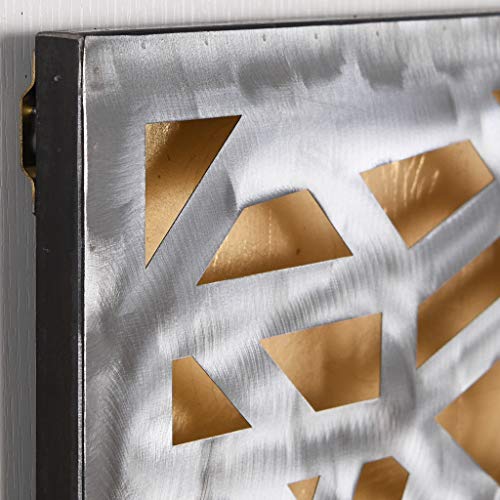 Empire Art Direct Enigma Polished Steel Sculpture Abstract Wall Art with Gold Leaf 3D Metallic Artwork,Ready to Hang,Living Room, Bedroom ＆ Office, 32" x 0.98” x 32
