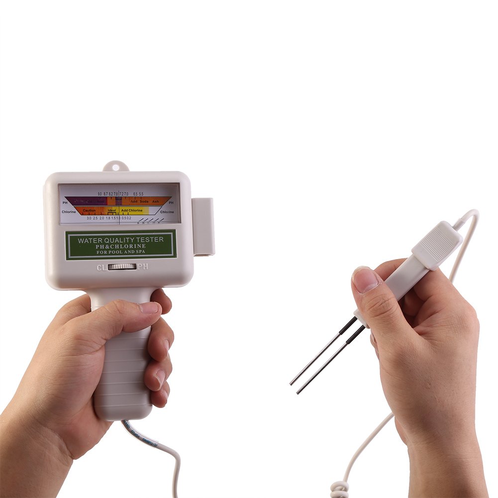 Water Quality Tester, Portable Digital Water PH Tester Level Meter Water Quality Analysis Checker for Drinking Water Swimming Pool Spa Water (1.2 to1.7 ppm, PH 7.2 to 7.8)