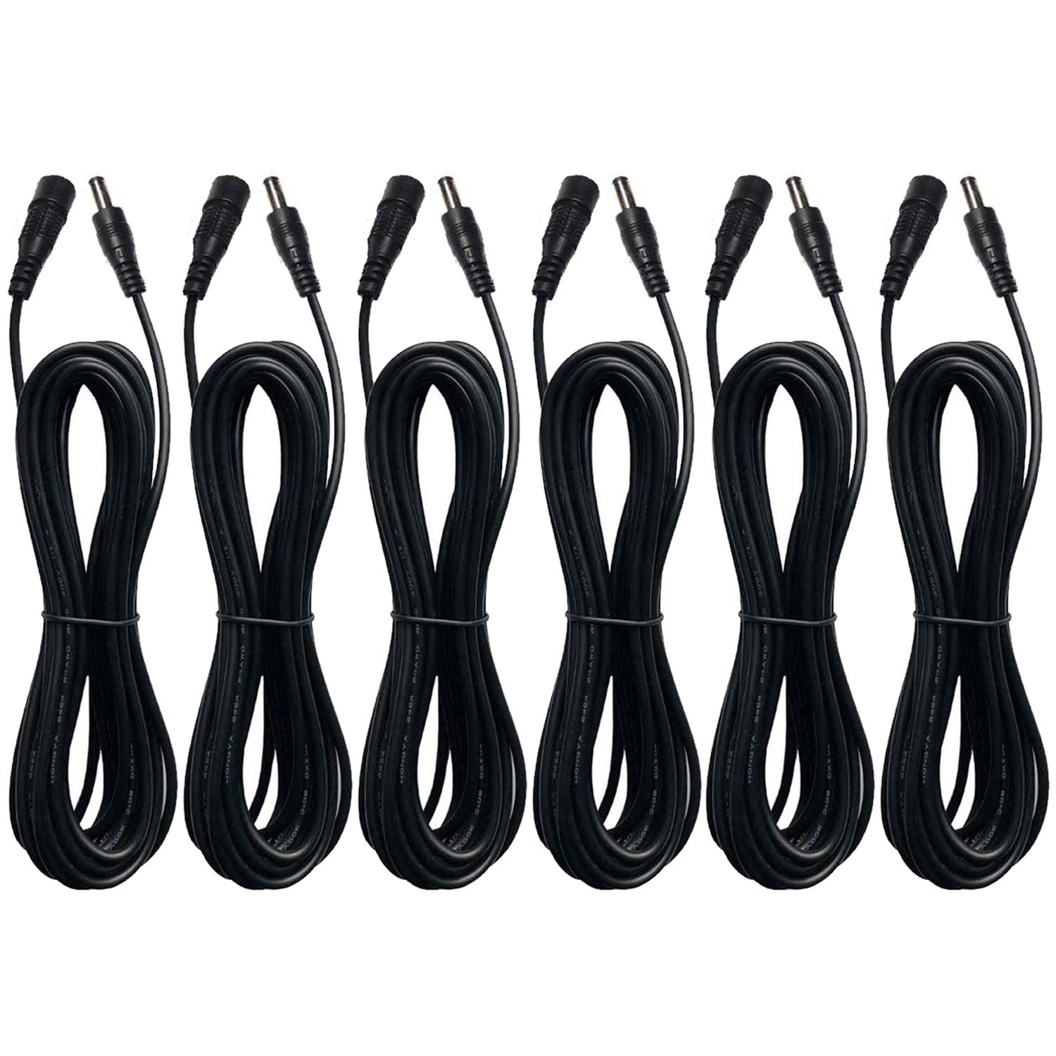 Power Extension Cord, 6 Pack DC 12v 10ft 2.1mm x 5.5mm Power Adapter Supply Camera Extension Cable for CCTV Wireless IP Security Camera, LED Strip, Car, Monitors,DVR, Audio Camera,Router (6 Pack)