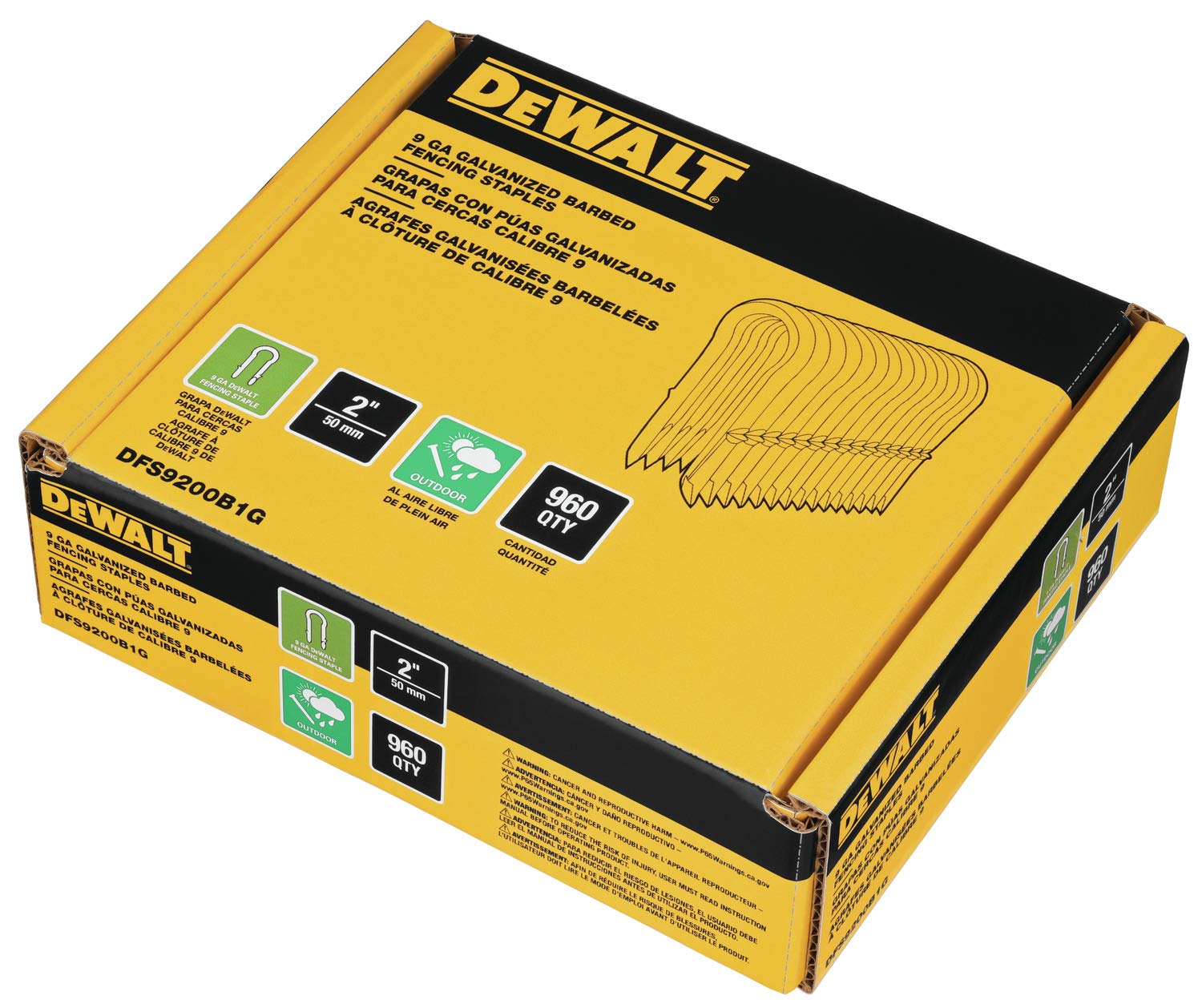 DEWALT DFS9200B1G 2" 9 GA Galvanized Barbed Fencing Staples
