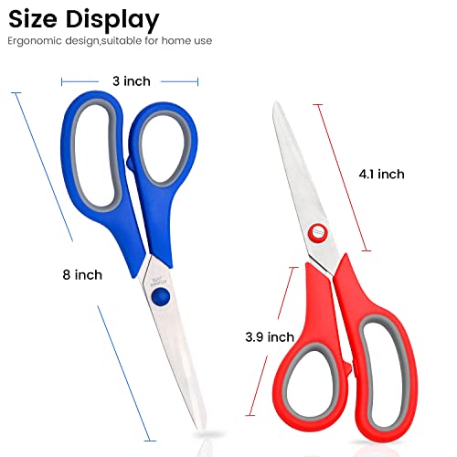 Scissors Bulk 24-Pack, BURVAGY 8" Multipurpose Sharp Scissors for School Office Home，All Purpose Scissors Stainless Steel Blades Safety Soft Grip Handles,Right/Left Handed…