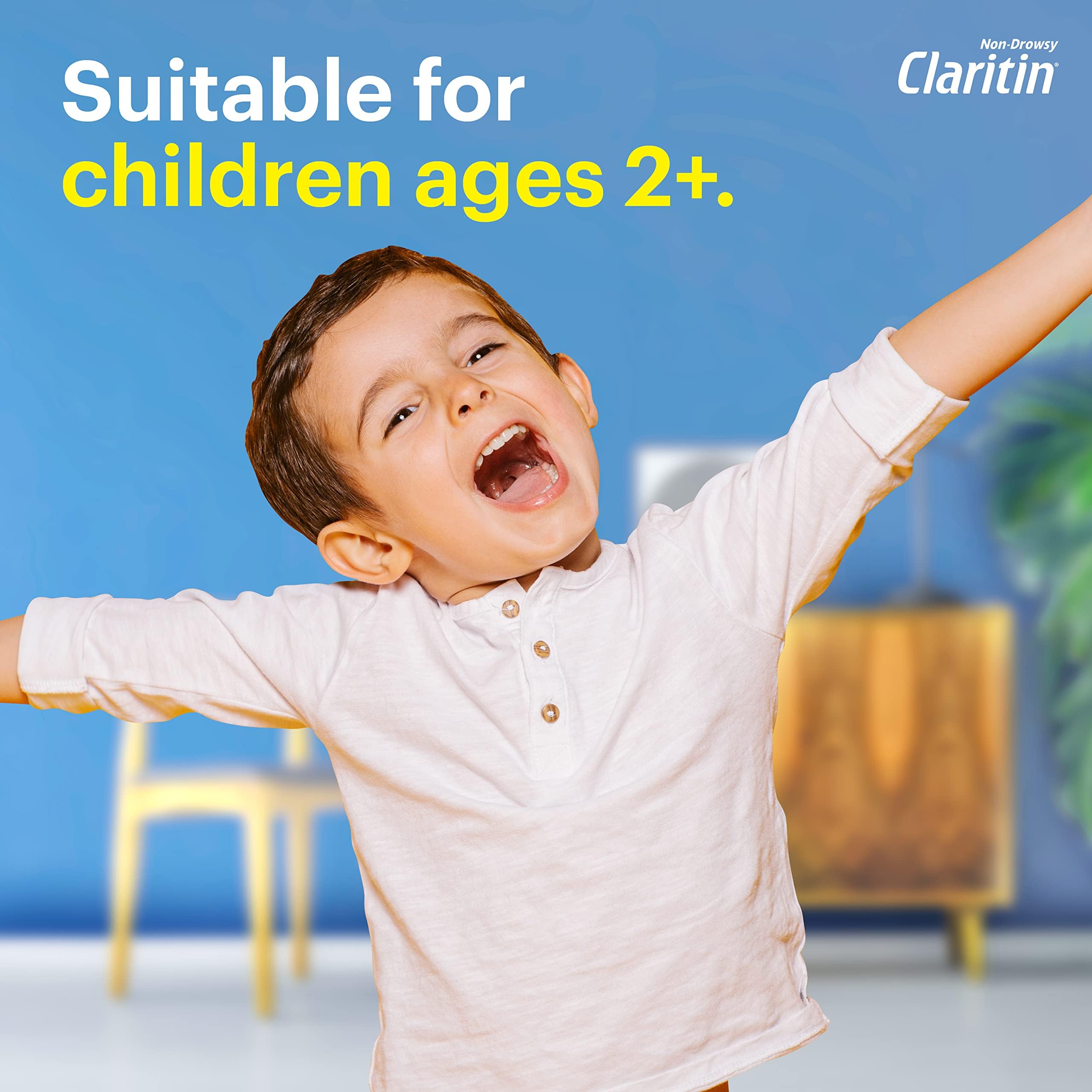 Claritin 24 Hour Allergy Relief - Grape Flavored - Non Drowsy Liquid Antihistamine for Kids, Dye, Alcohol, and Sugar Free Medicine For Children 2 Aged Years and Older