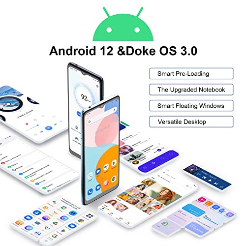 Blackview Unlocked Smart Phones A53, 7GB+32GB 1TB TF, 5080mAh Battery+OTG, Android 12, 6.52 inch HD+,4G Dual SIM, Face ID, GPS, 12MP Camera, 3.5mm Jack, Android Cell Phone Unlocked Smartphone|Grey…