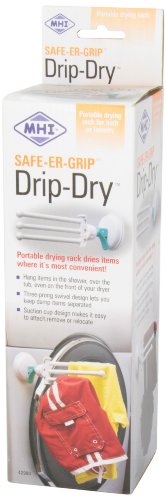 Changing Lifestyles Safe-er-Grip Drip Dry Portable Drying Rack, White with 3 prongs,11.5x17 Inch (Pack of 1)