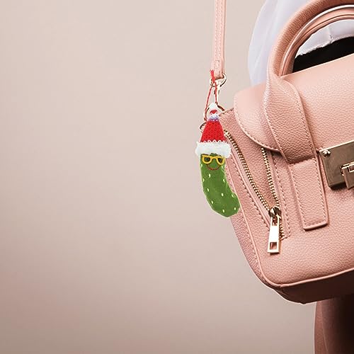 ABOOFAN Felt Banana Ornament Cartoon Fruit Hanging Decoration Creative Decorative Food Pendant Decorative Stuffed Animal Doll with Knit Santa Hat Charm for Car Xmas Tree C