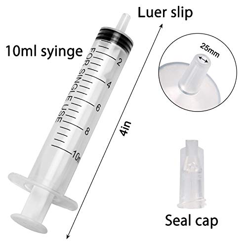 30pcs 10ml Plastic Luer Slip Tip Syringe with Caps, Without Needle, for Scientific Lab, Measurement and Dispensing