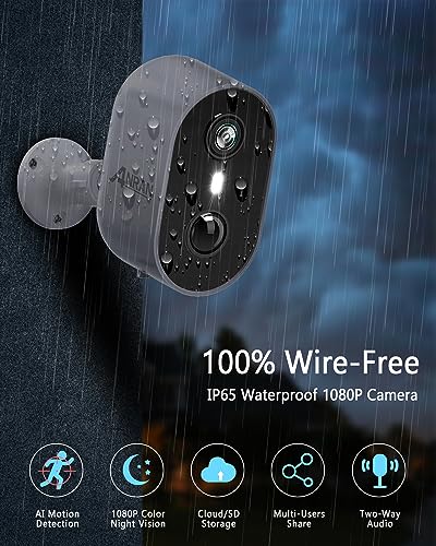 ANRAN 2K Security Cameras Wireless Outdoor, 3MP AI Motion Detection & Color Night Vision Home Security Cameras, Two-Way Talk, Spotlight Siren Alarm, Work with Alexa, Battery Powered, IP65