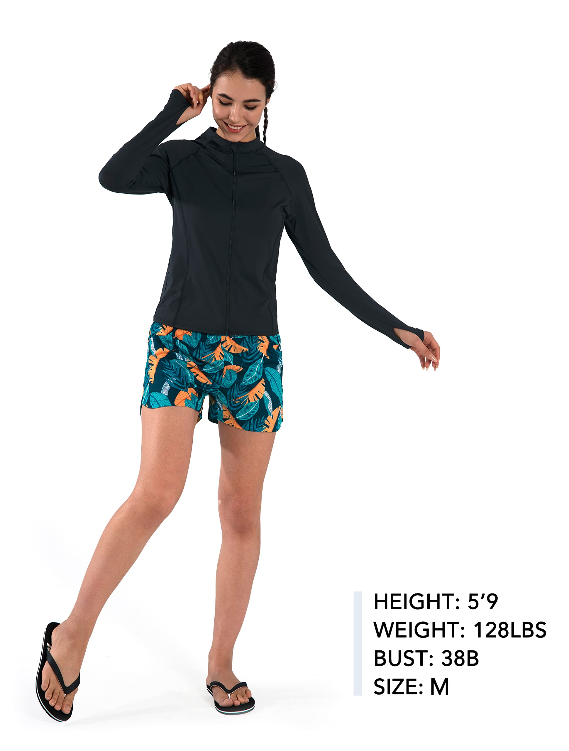 Actleis Women's Long Sleeve Rash Guard UPF 50+ UV Sun Protection Swim Shirt Medium Black