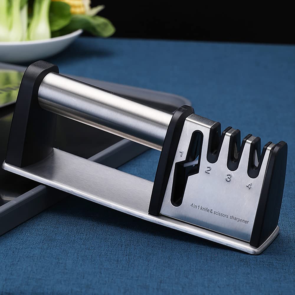 4-in-1 Original Knife Sharpeners,Kitchen Blade Vegetables Knives Scissors Sharpener for Chefs Choice Knife Sharpener Tools, Easily Restores Dull to Sharp
