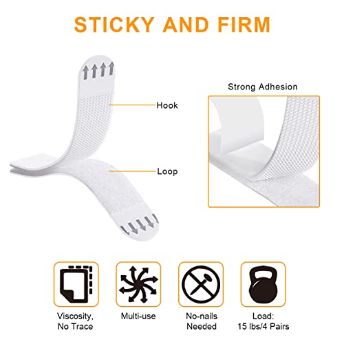 Ainiv 32-Pairs(64 Strips) Large Picture Hanging Strips Heavy Duty, Adhesive Hook and Loop Mounting Tapes Damage Free No Nails Picture Hangers for Frame Hanging Poster Strips Christmas Decorations