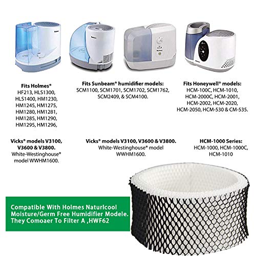 6 Pack Replacement Filters Compatible with Holmes & Sunbeam Humidifier Filter A,HWF62 HWF62CS HWF62D