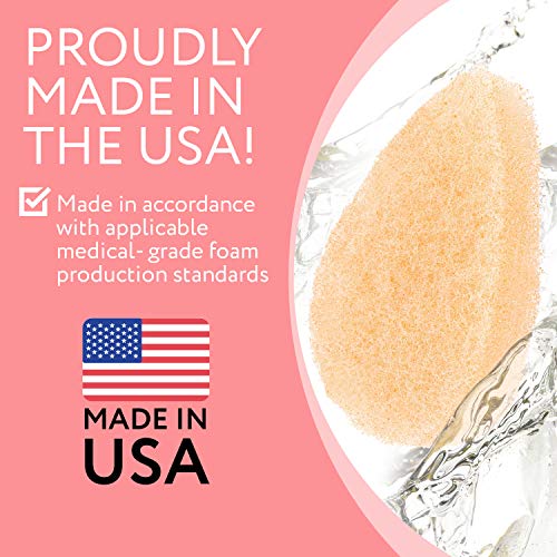 IMPRESA 10 Pack Facial Sponge for Daily Cleansing and Gentle Exfoliating - Buff Style Exfoliating Pads for Removing Dead Skin, Dirt and Makeup - Reusable Puf, Made in The USA