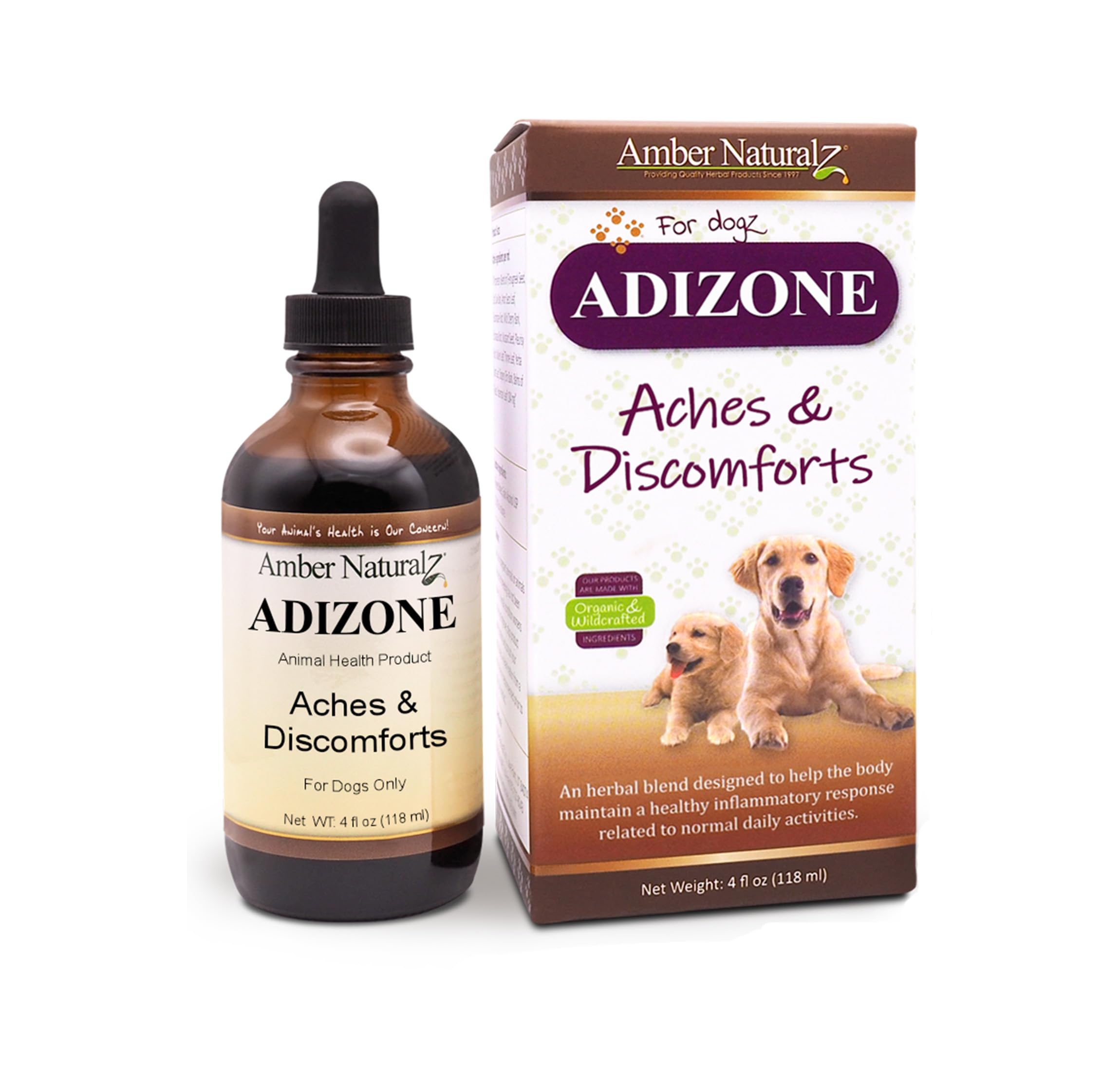 Amber NaturalZ - ADIZONE - Aches & Discomforts - for Dogz - 4 Ounce