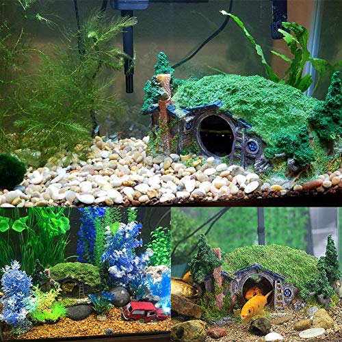 Ulifery Hobbit House Fish Tank Decorations, Natural Aquarium Ornament Cave Reptile Hole Shelter for Betta Hiding/Miniature Garden, Small