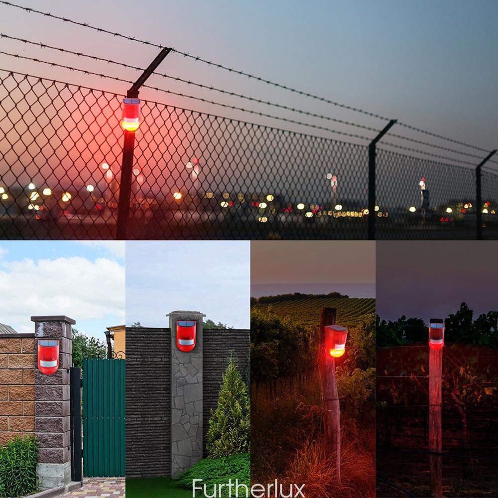 Solar Powered Sound Security Alarm Strobe Light, 6 LED Motion Sensor Strobe Alarm Outdoor Alarm Siren Home Security System, 110dB Loud Siren for Home Villa Farm Hacienda Apartment Outdoor Yard Garden