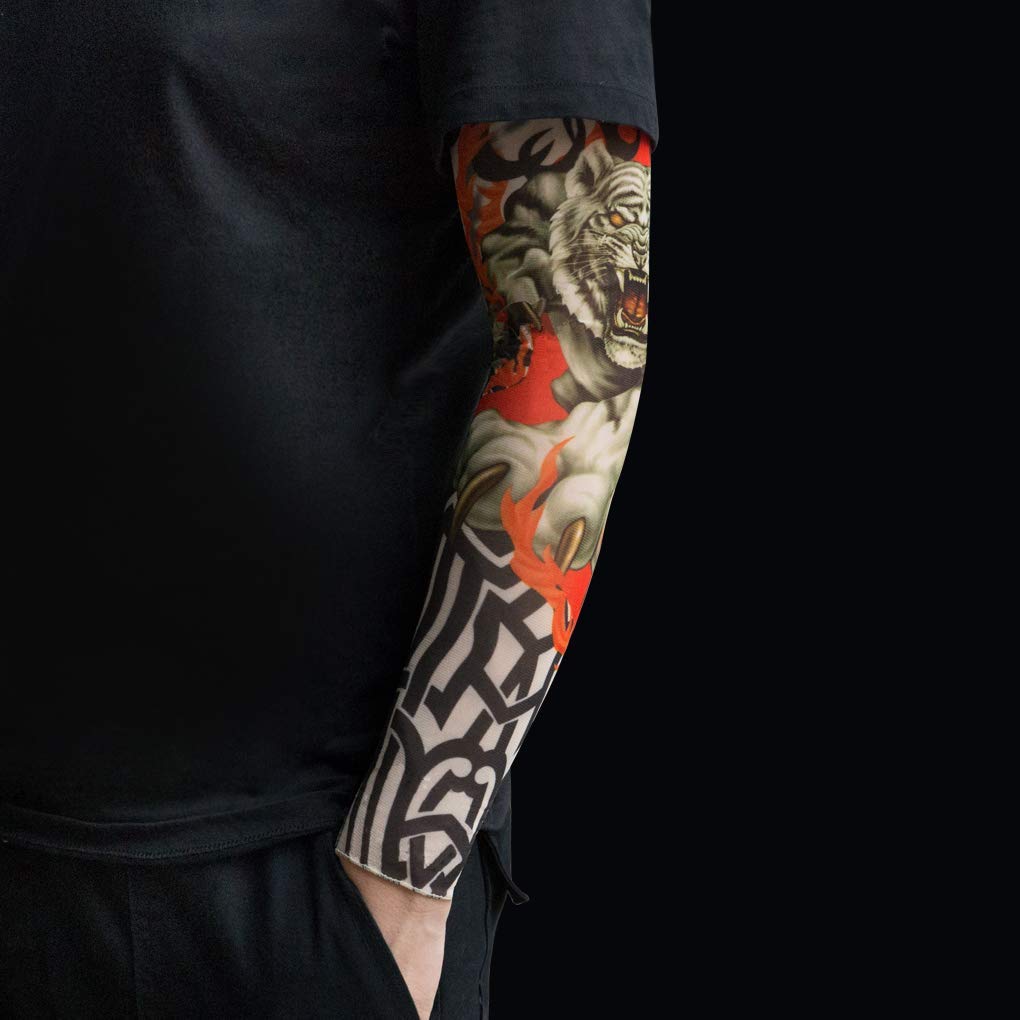 Satisfounder 10 PCS Arts Temporary Tattoo Arm Sunscreen Sleeves Fake Tattoo Cover Up Sleeves