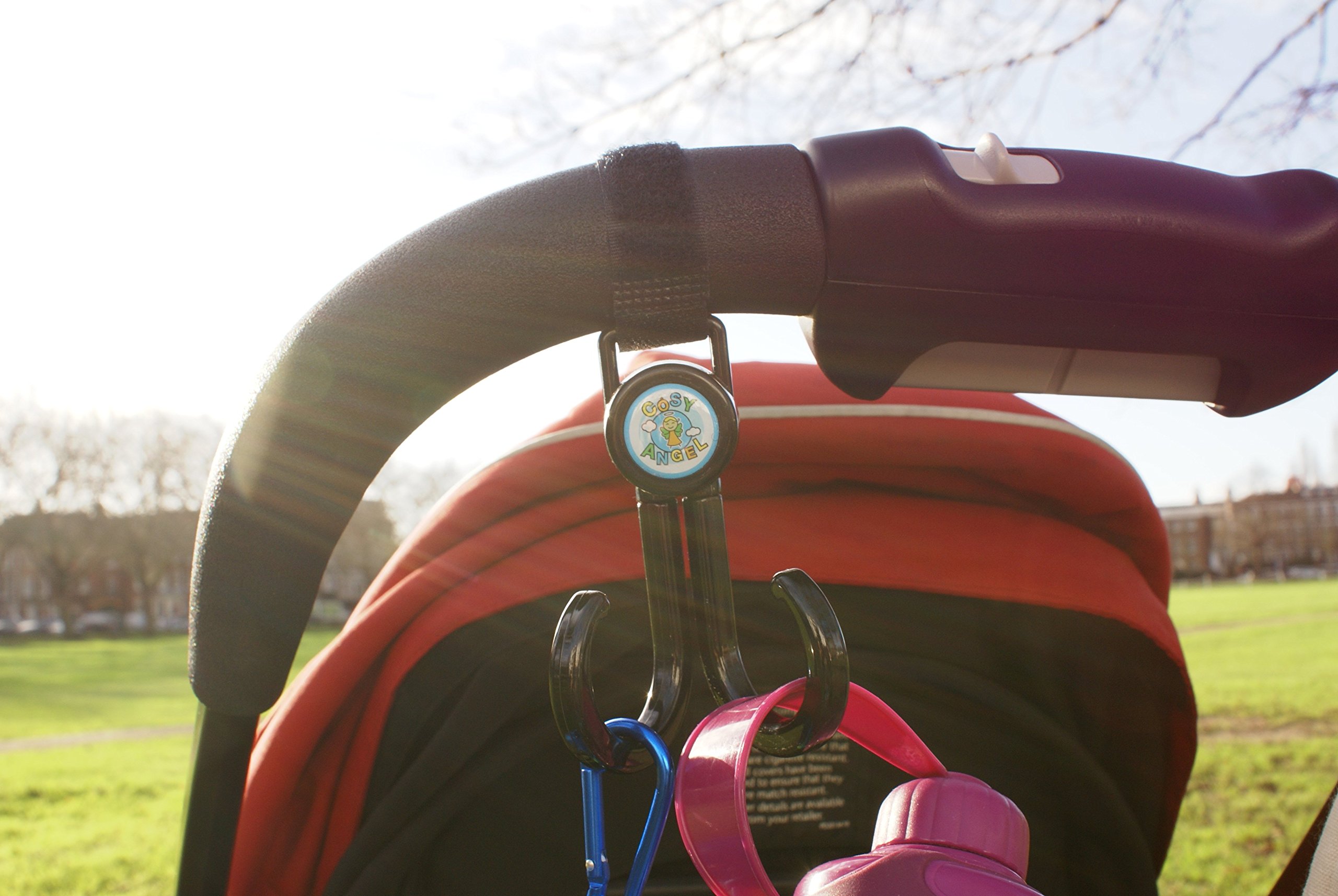 Clearance Stroller Hook Organizer - 2 Pack with 2 Double Multi Purpose Buggy Hooks (Blue) - Universal Fit for All Strollers - Pram, Pushchair, Stroller Accessory-Hanger for Baby Diaper Bags, Groceries