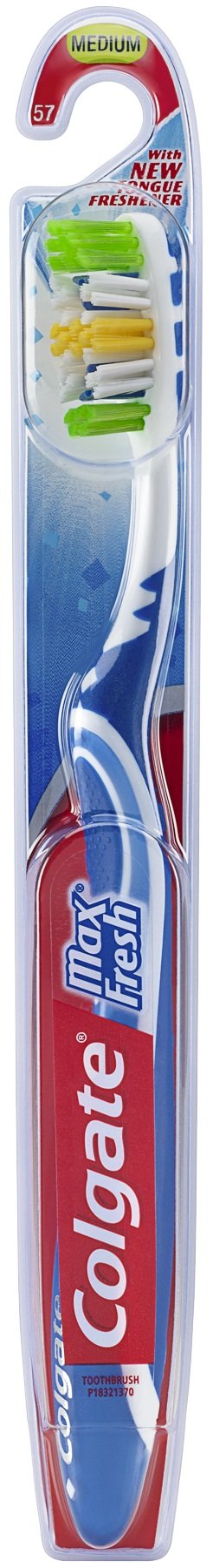 Colgate Max Fresh Full Head Toothbrush, Medium, 1-Count Packages Colors Vary (Pack of 6)