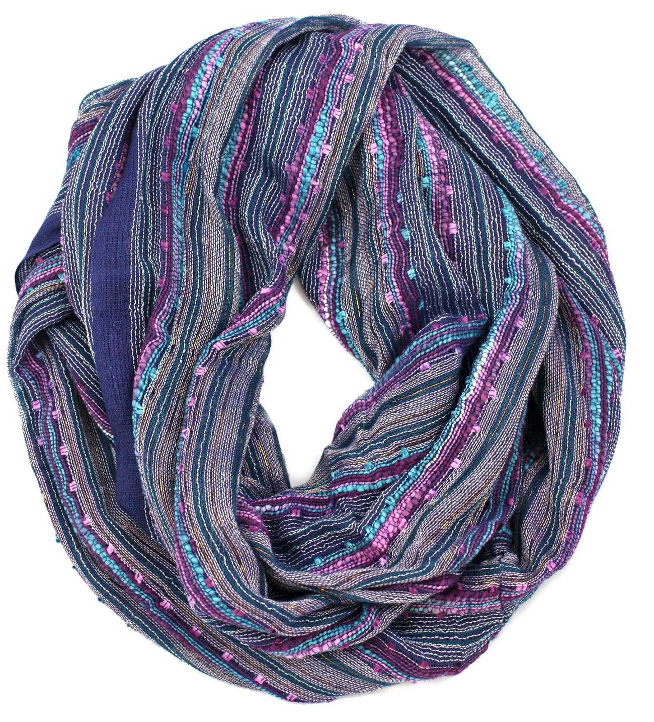 Anika Dali Women's Shimmer Sparkle Infinity Scarf- Festival Boho Bliss Fashion Scarf (Blue Turquoise)