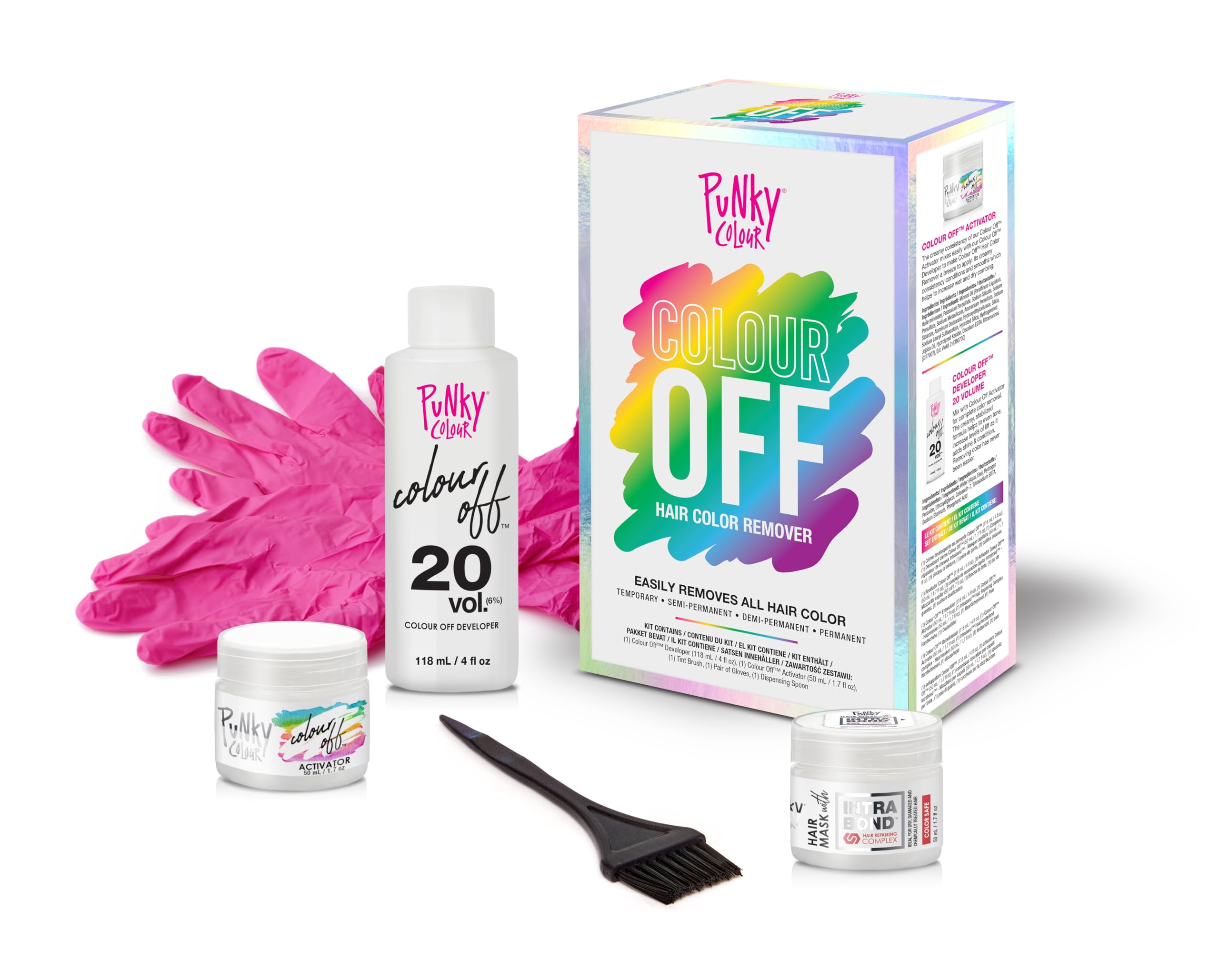 Punky Colour Off Hair Dye Remover Kit, Safely Removes Temporary, Semi-Permanent, Demi-Permanent, and Permanent Hair Colors, Easy and Gentle Hair Color Removal Solution