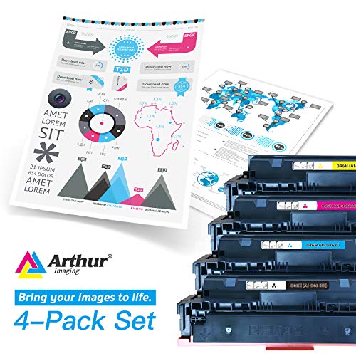Arthur Imaging Compatible Toner Cartridge Replacement for Canon 046 046H for Color ImageCLASS MF735Cdw LBP654Cdw MF731Cdw MF733Cdw Laser Printer (Black Cyan Magenta Yellow, 4-pk)