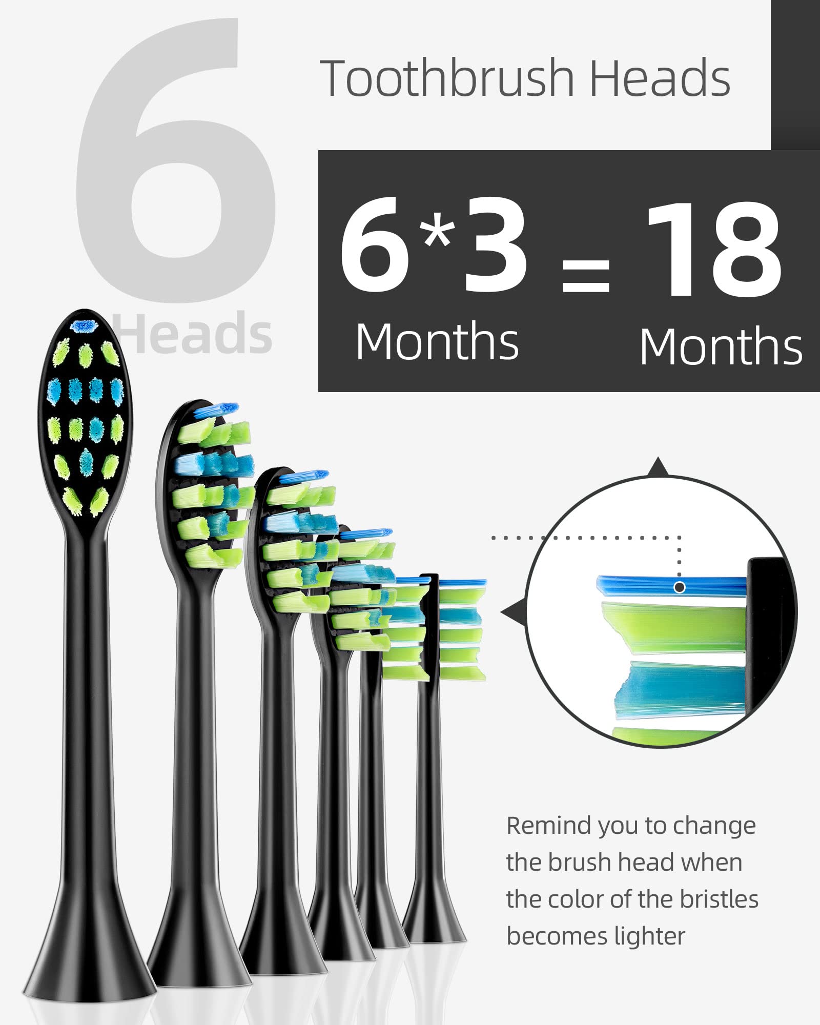 7AM2M Rechargeable Sonic Electric Toothbrush AM101 Package with 10 Brush Heads