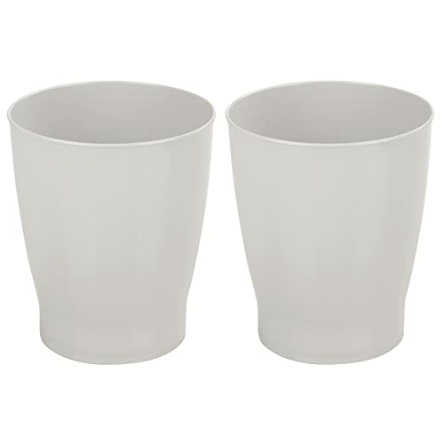 mDesign Plastic Slim Round Small 1.25 Gallon Trash Can, Wastebasket, Garbage Container Bin for Bathroom, Bedroom, Kitchen, Home Office, and Kids Room Waste Use - 2 Pack - Light Gray