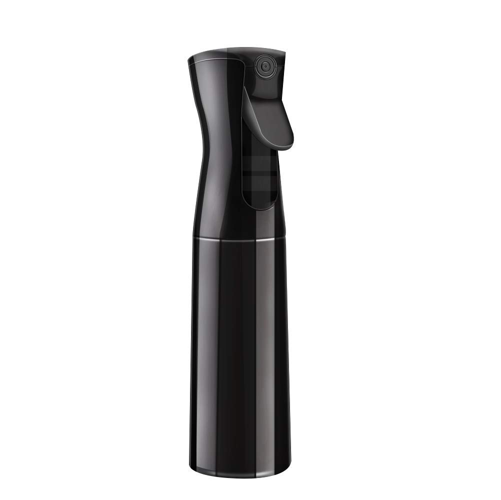 Spray Bottle for Hair 10oz Mist Spray Bottle, Continuous Spray Bottle 360 Misting Stylist Sprayers for Barber, Empty Mister Spray Bottle for cleaning, Planting, Hair styling (Black)