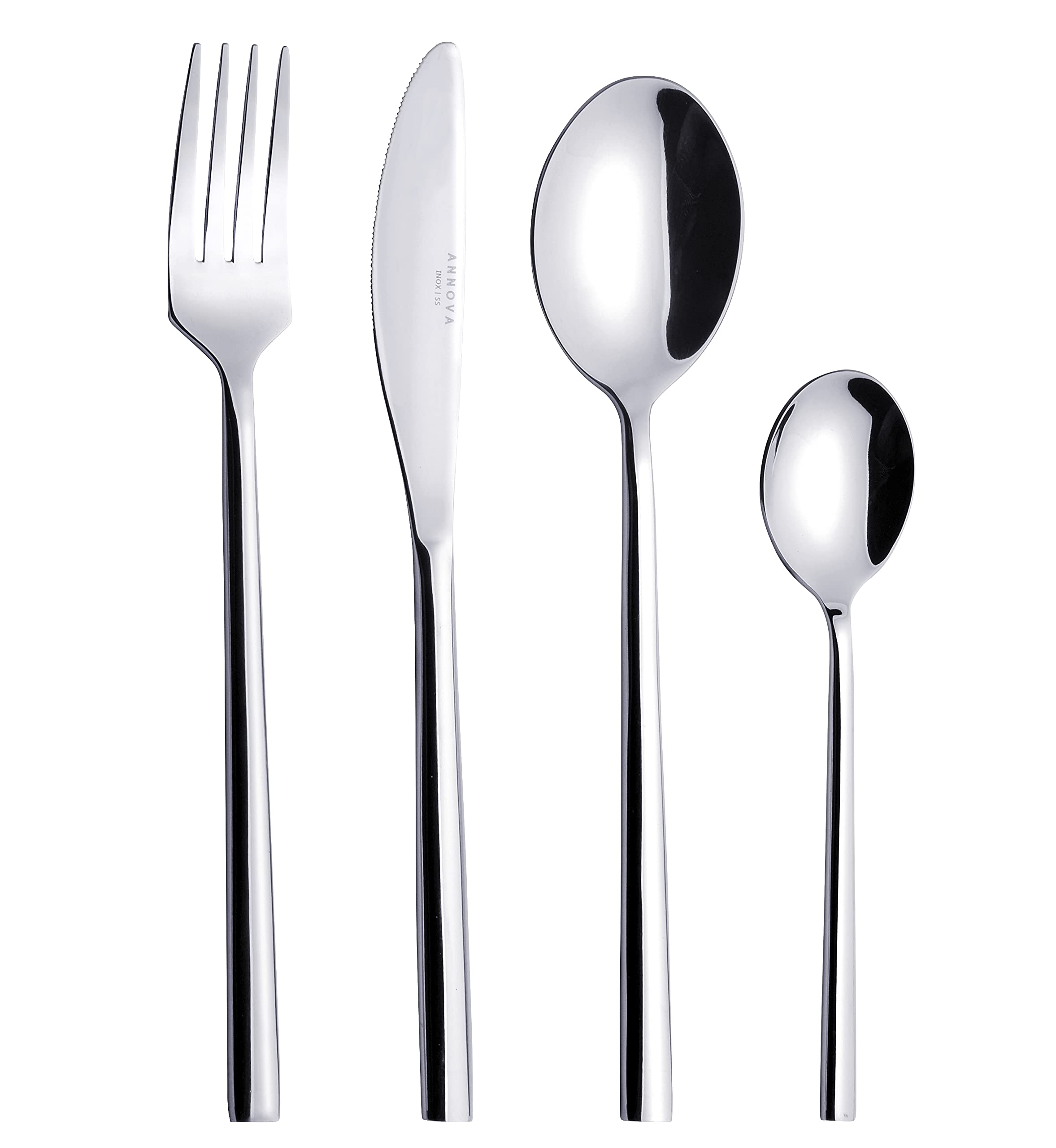 Annova Silverware Set 24 PCS Set Forged Premium Stainless Steel/Flatware - 6 x Dinner Forks, 6 x Dinner Knives, 6 x Dinner Spoons, 6 x Dessert Spoons - Service for 6