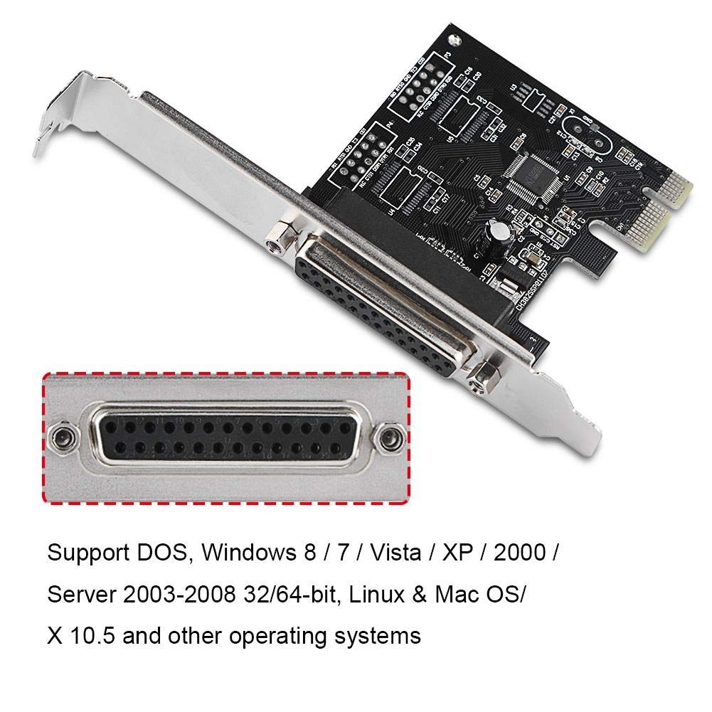 PCIE to DB25 LPT Parallel Port Expansion Card with Low Bracket, PCI Parallel Port Converter Adapter Controller for Printers, Programmers, Scanners, Support DOS, 8/7 /
