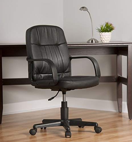 Comfort Products Mid-Back Leather Office Chair, Black