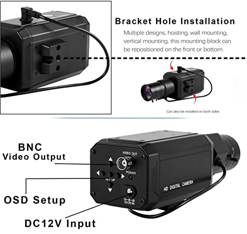 Vanxse CCTV 1/3 CCD HD 960H Auto Iris 1000tvl 6-60mm F1.6 Varifocal Lens Bullet Box Camera Surveillance Indoor/Outdoor Security Camera