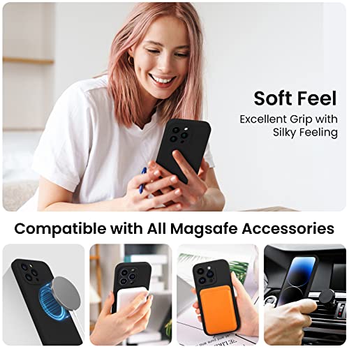 Antlia Magnetic Case for iPhone 14 Pro Max Phone Case, [Compatible with MagSafe] Silicone Upgraded [Camera Protection] Case, Soft Anti-Scratch Microfiber Lining Inside, 6.7 inch, Black