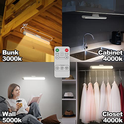 Bunk Bed Lights, 3 Colors 2400mAh 6W, Dimmable Touch 30 Led Light Bar with Remote Stick on Night Lamp for Kids, Wall Reading, Headboard, Bedroom, Rechargeable Under Cabinet Lighting