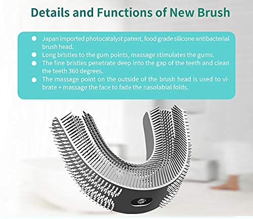 V-White U-Shaped Replacement Head for Ultrasonic Toothbrush — Food Grade Silicone Head with Bristles to Clean Between Teeth — Mouthpiece for Oral Hygiene and Preventive Care — Adult (1-Pack)