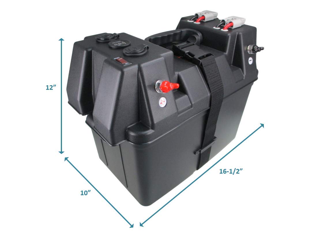 Pactrade Marine RV Battery Box Anderson Connector Dual USB Power Voltmeter Gauge
