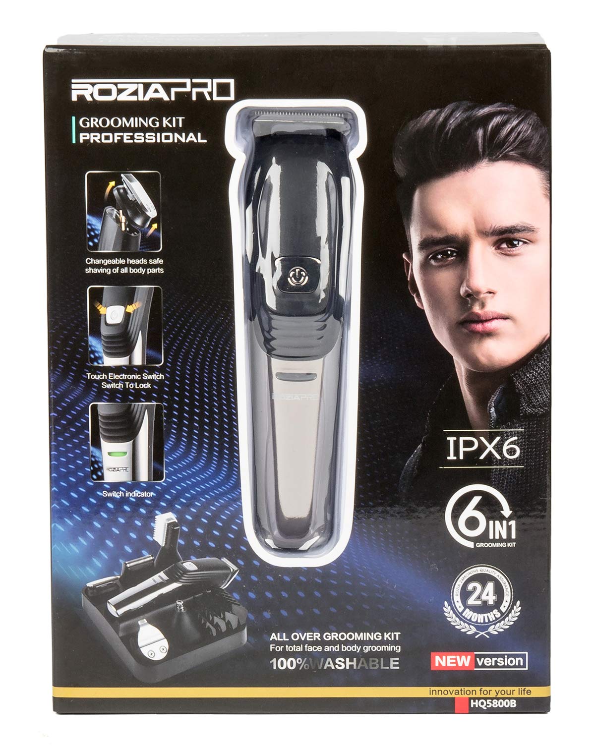Hair Clippers for Men Beard Trimmer 6 in 1 Hair Trimmer Pro Haircut Kit Cordless USB Charging Rechargeable Waterproof Low Noise
