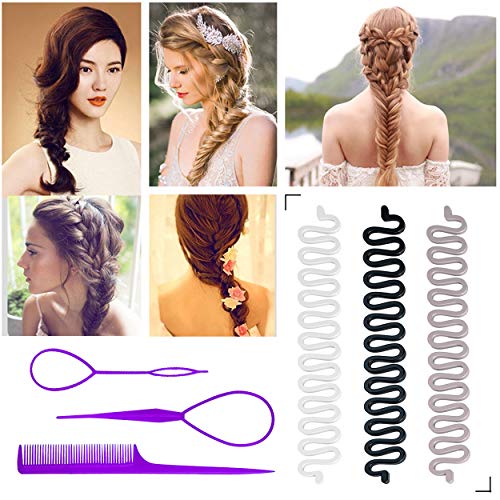 MeetFavorite Topsy Tail Hair Styling Tool ,Hair braiding tool,Hair Styling Accessory(19P) Blue